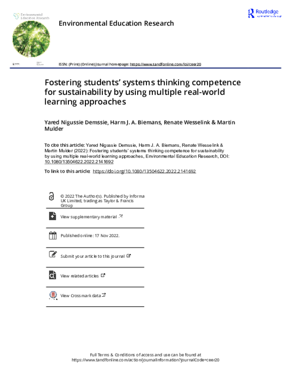 (PDF) Fostering students' systems thinking competence for ...