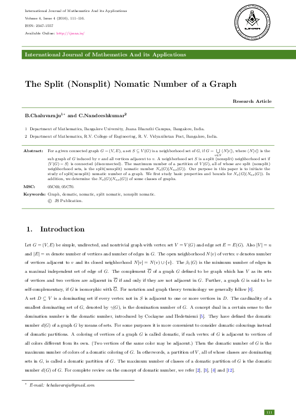 (PDF) Mathematics And its Applications The Split ( Nonsplit ) Nomatic ...