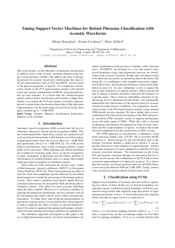 (PDF) Robust Phoneme Classification with SVMs