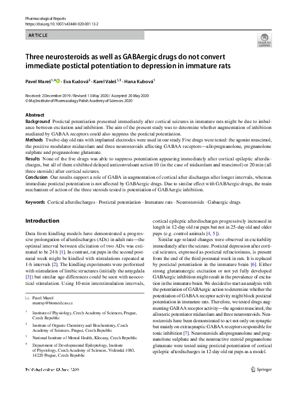 (PDF) GABAergic Drugs Fail to Suppress Postictal Potentiation