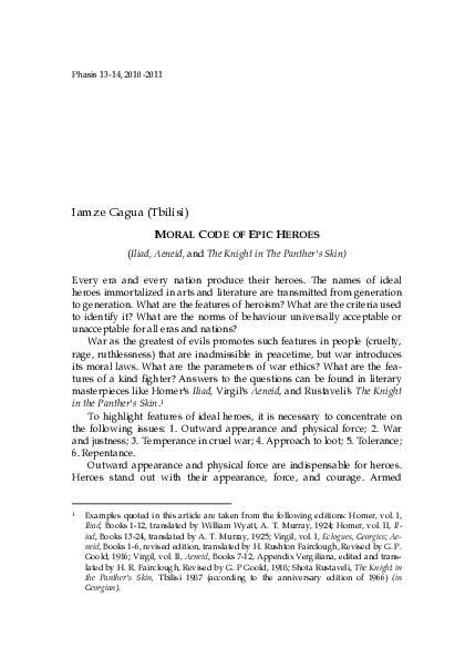 (PDF) Moral Code of Epic Heroes