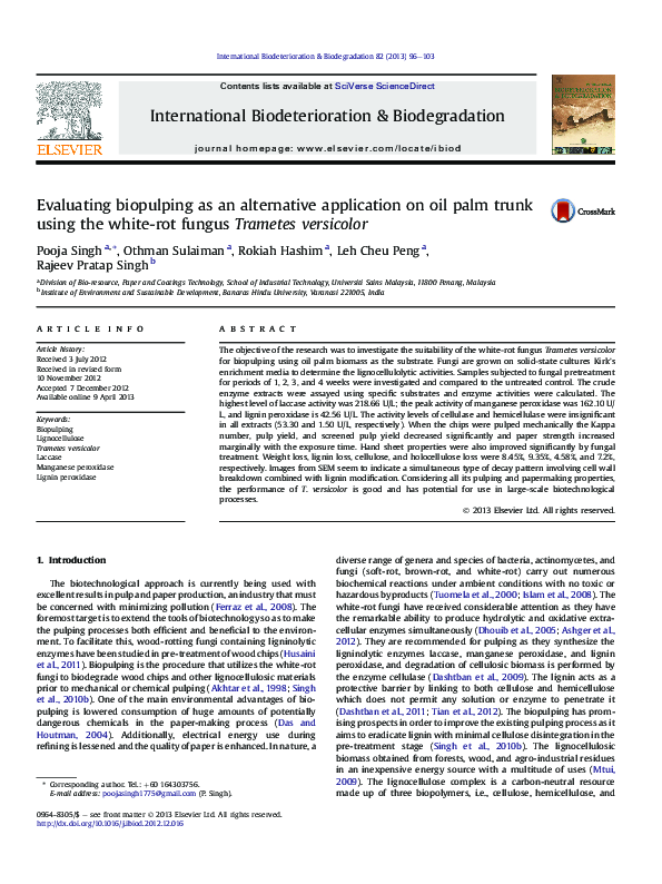 (PDF) Evaluating biopulping as an alternative application on oil palm ...