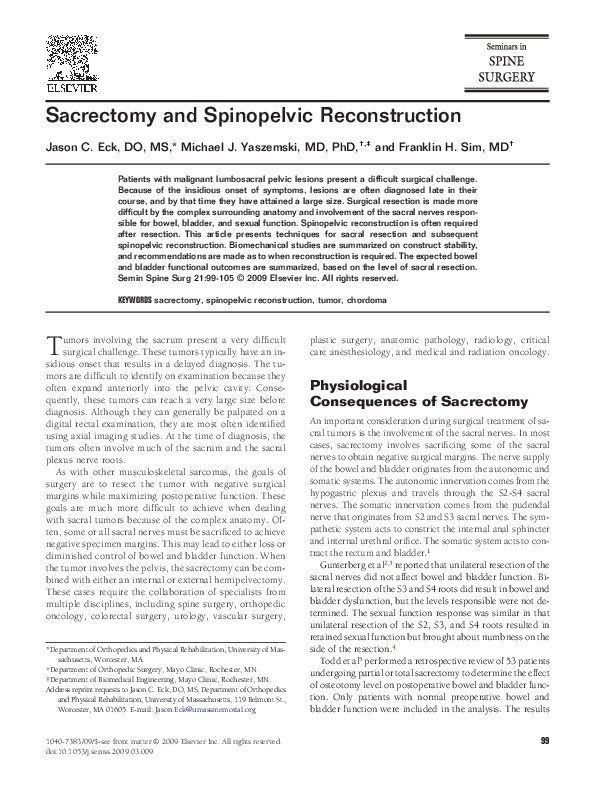 (PDF) Sacrectomy and Spinopelvic Reconstruction