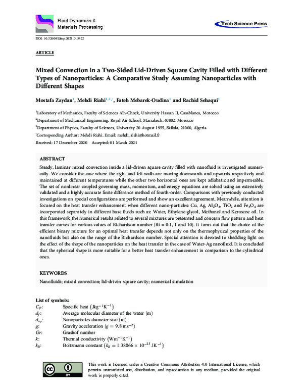 Pdf Mixed Convection In A Two Sided Lid Driven Square Cavity Filled With Different Types Of