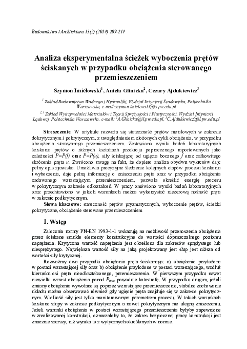 (PDF) Experimental buckling path of compressed bars under displacement ...