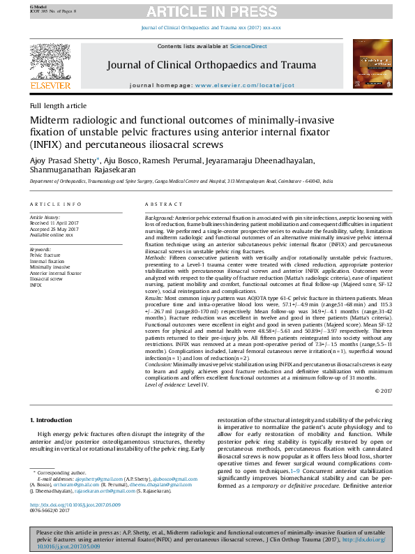 (PDF) Midterm radiologic and functional outcomes of minimally-invasive fixation of unstable ...
