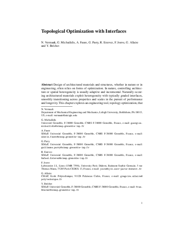 (PDF) Topological Optimization with Interfaces