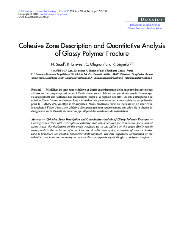 (PDF) Cohesive Zone Description and Quantitative Analysis of Glassy Polymer Fracture