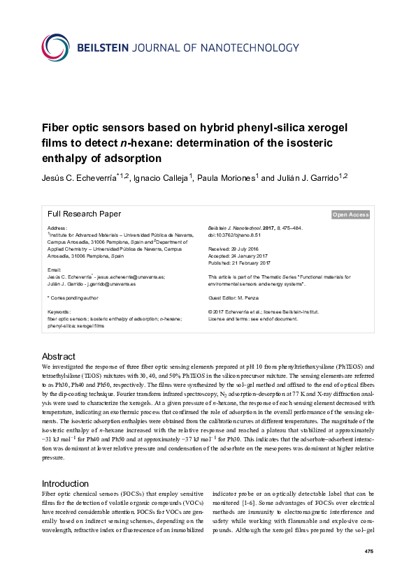 (PDF) Fiber optic sensors based on hybrid phenyl-silica xerogel films to detect n-hexane ...