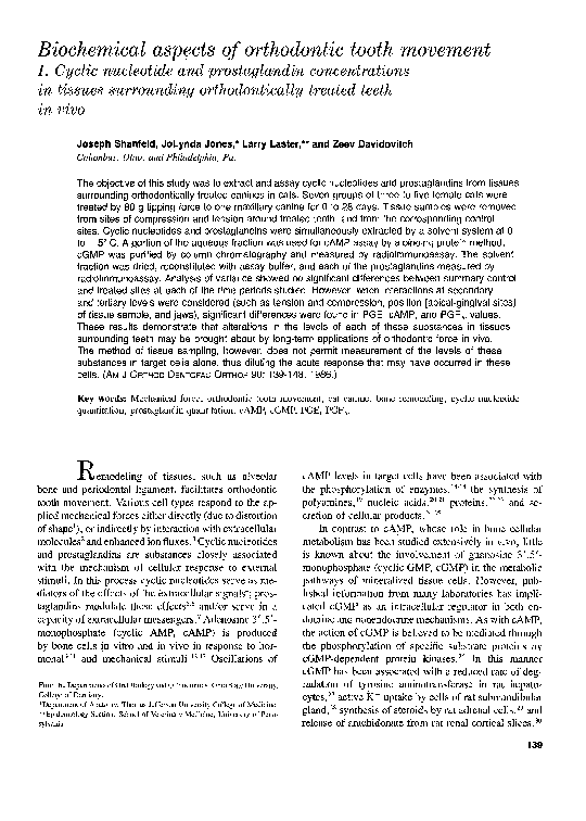 (PDF) Biochemical aspects of orthodontic tooth movement I. Cyclic nucleotide and prostaglandin ...