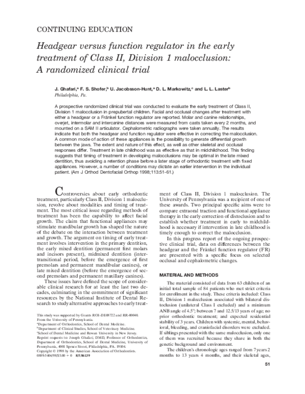 (PDF) Headgear versus function regulator in the early treatment of ...