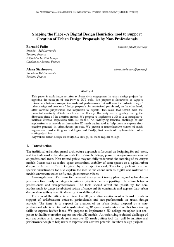 (PDF) Shaping the Place - A Digital Design Heuristics Tool to Support ...