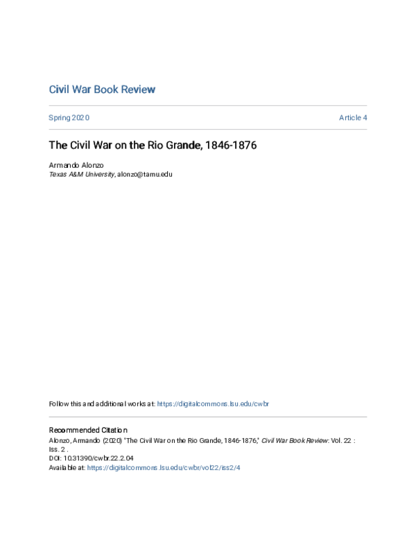 (PDF) The Civil War on the Rio Grande, 1846–1876