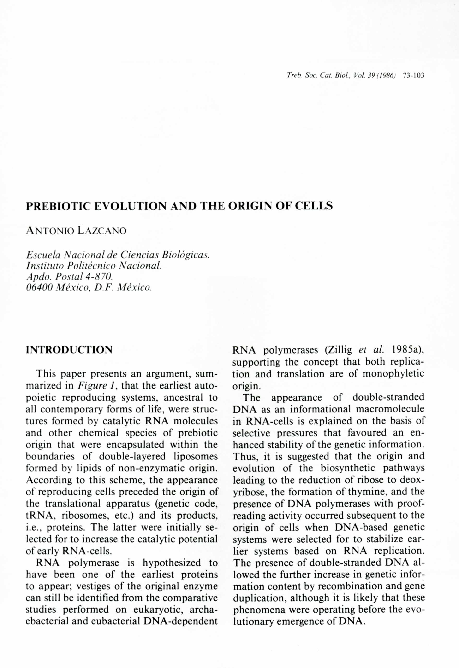 (PDF) Prebiotic evolution and the origin of cells