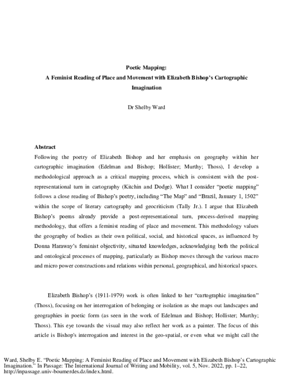 (PDF) Poetic Mapping: A Feminist Reading of Place and Movement with ...