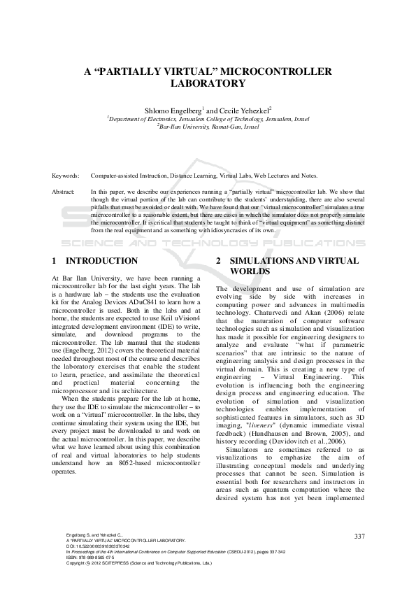 (PDF) A "Partially Virtual" Microcontroller Laboratory