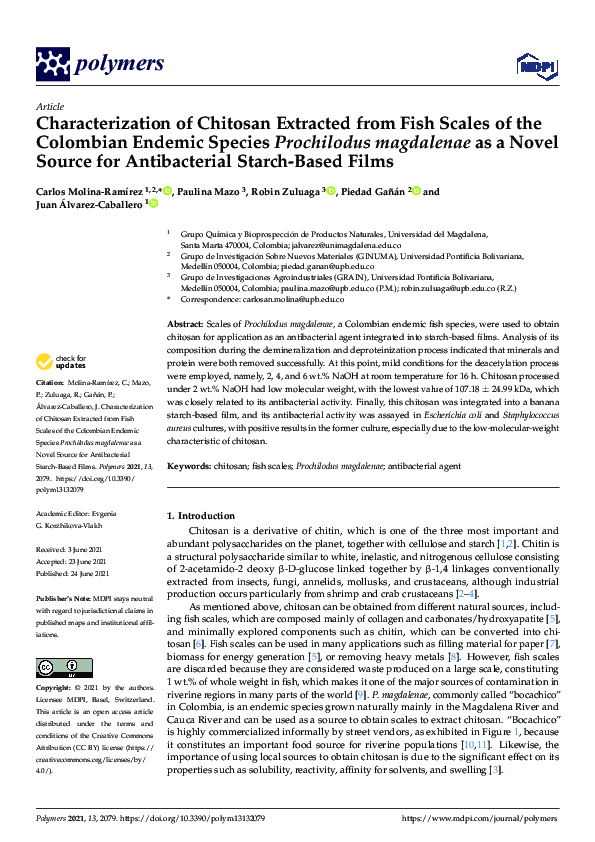 (PDF) Characterization of Chitosan Extracted from Fish Scales of the Colombian Endemic Species ...