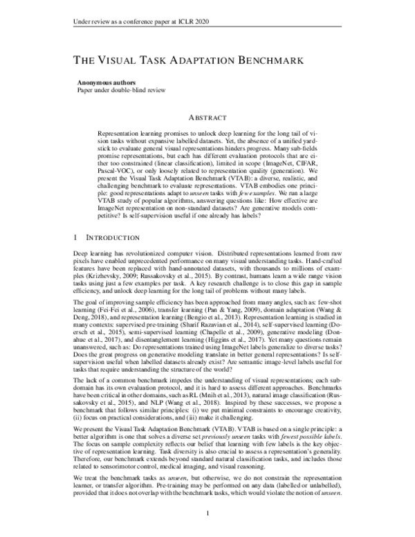 (PDF) The Visual Task Adaptation Benchmark