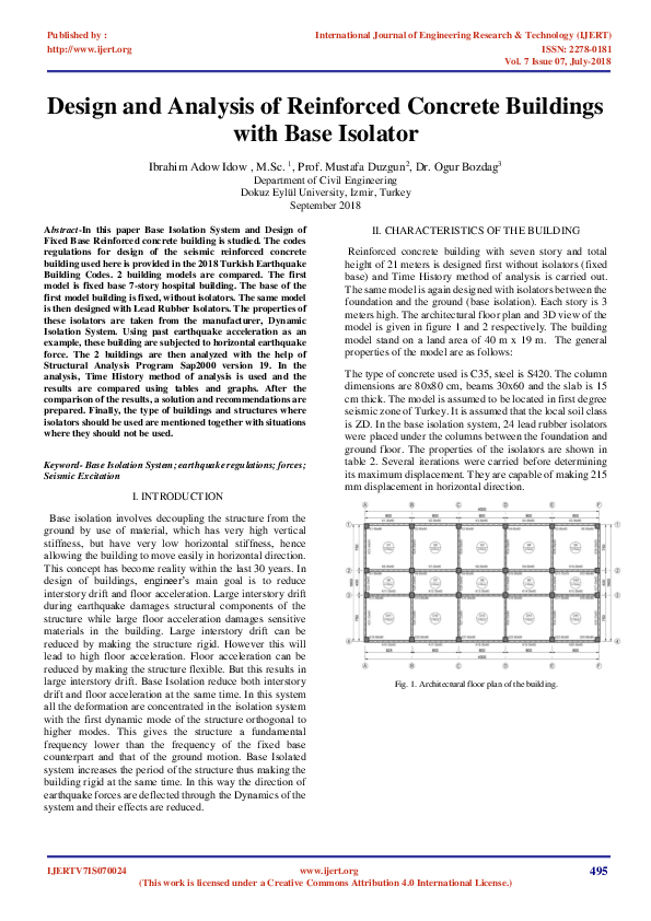 (PDF) Design and Analysis of Reinforced Concrete Buildings with Base Isolator