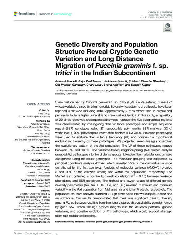 (PDF) Genetic Diversity and Population Structure Reveal Cryptic Genetic ...