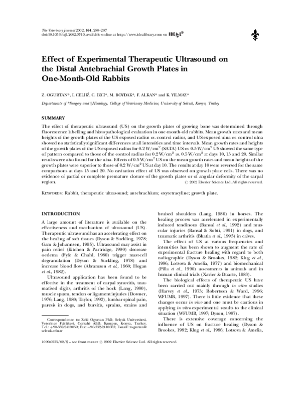 (PDF) Effect of Experimental Therapeutic Ultrasound on the Distal ...