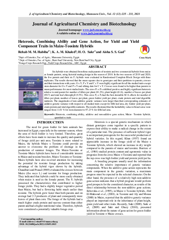 Pdf Heterosis Combining Ability And Gene Action For Yield And Yield