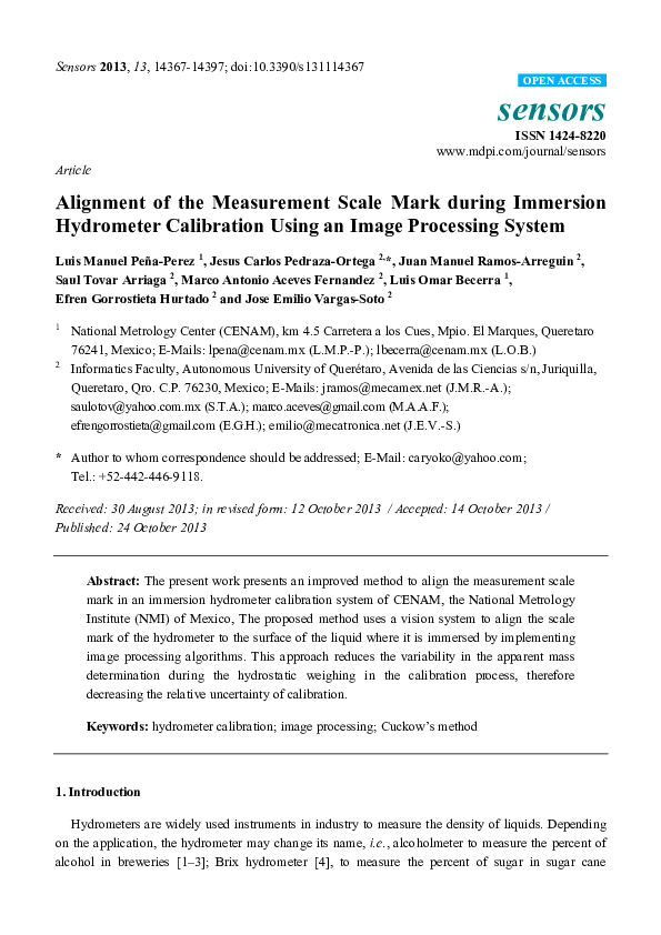 (PDF) Alignment of the Measurement Scale Mark during Immersion ...