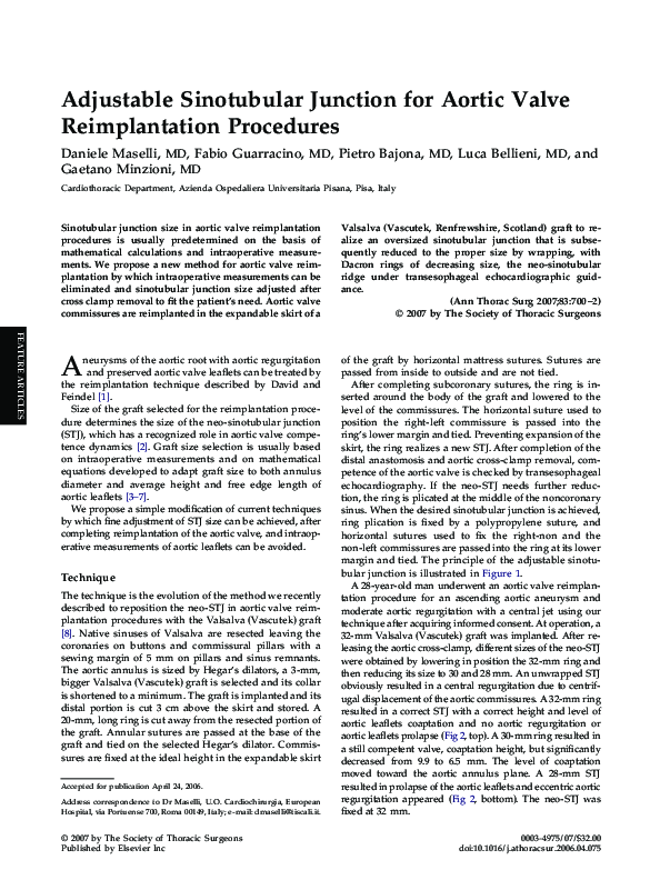 (PDF) Adjustable Sinotubular Junction for Aortic Valve Reimplantation ...