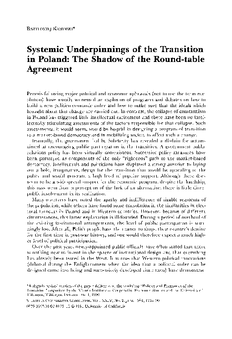 (PDF) Systemic underpinnings of the transition in Poland: The shadow of ...