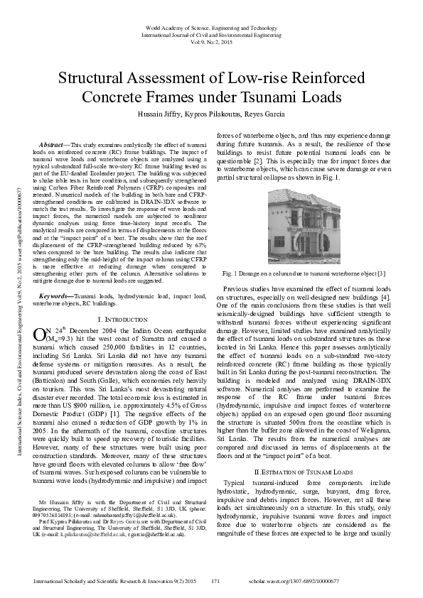 (PDF) Structural Assessment Of Low-Rise Reinforced Concrete Frames Under Tsunami Loads