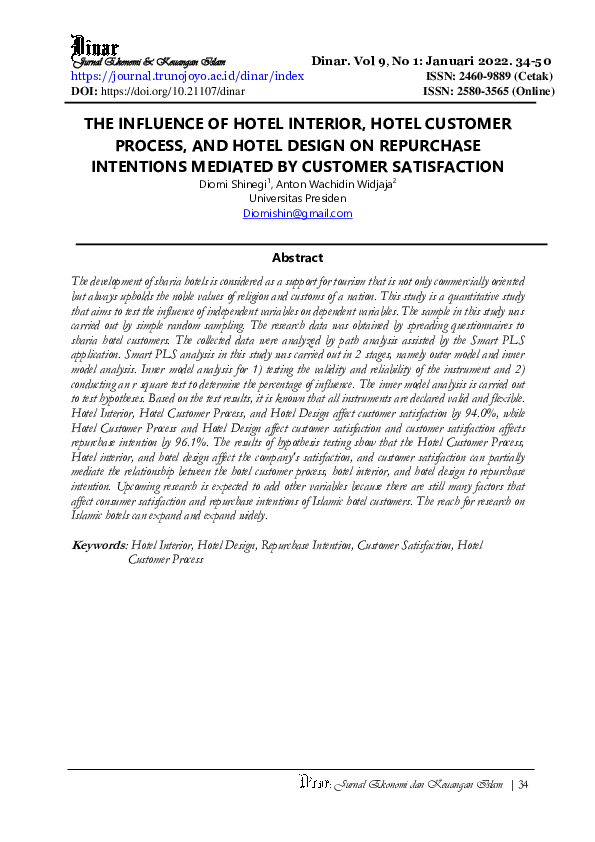 (PDF) The Influence Of Hotel Interior, Hotel Customer Process, And ...