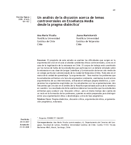 (PDF) Un análisis de la discusión acerca de temas controversiales en ...