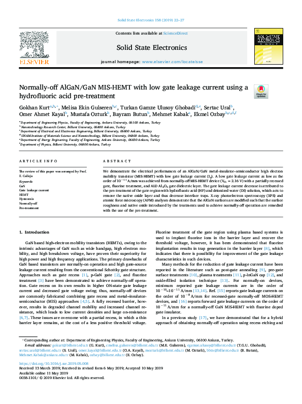 (PDF) Normally-off AlGaN/GaN MIS-HEMT with low gate leakage current ...