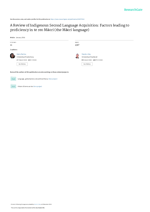 (PDF) A Review of Indigenous Second Language Acquisition: Factors ...