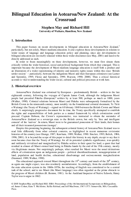 (PDF) Bilingual Education in Aotearoa/New Zealand: At the Crossroad