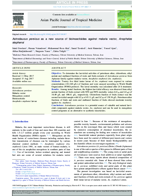 (PDF) Astrodaucus persicus as a new source of bioinsectisides against ...