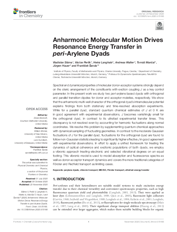 (PDF) Anharmonic Molecular Motion Drives Resonance Energy Transfer in ...