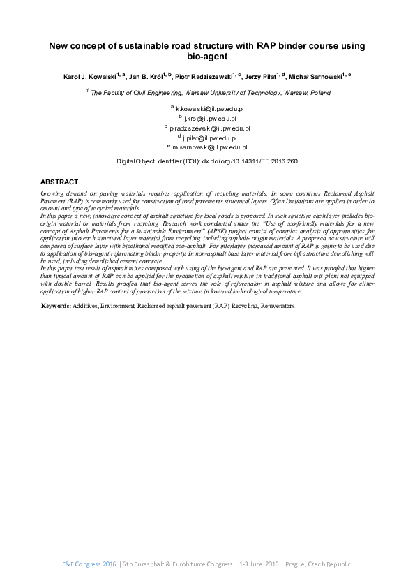 (PDF) New concept of sustainable road structure with RAP binder course ...