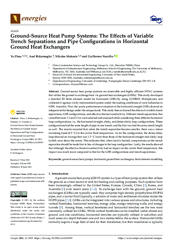 (PDF) Ground-Source Heat Pump Systems: The Effects of Variable Trench ...