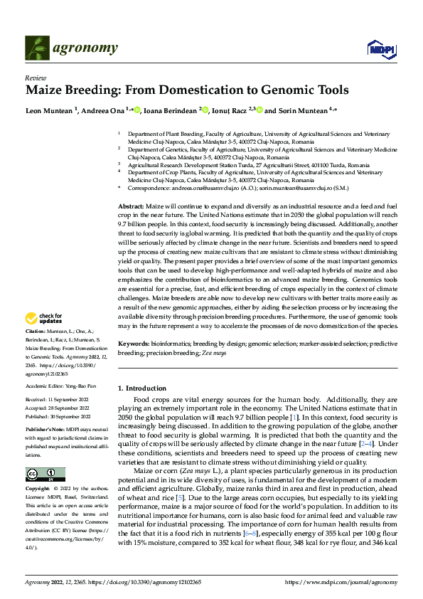 (PDF) Maize Breeding: From Domestication to Genomic Tools