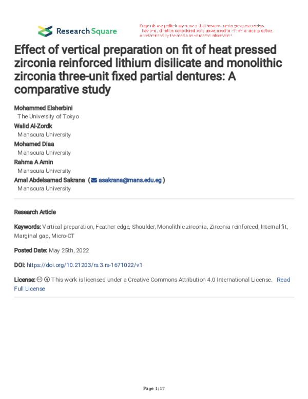 (PDF) Effect of vertical preparation on fit of heat pressed zirconia ...