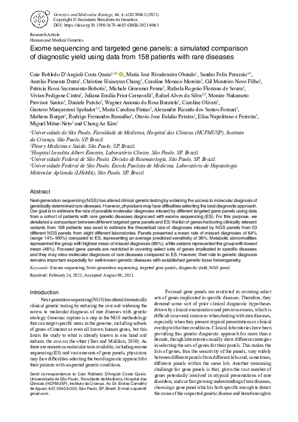 (PDF) Exome sequencing and targeted gene panels: a simulated comparison ...