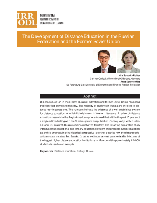 (PDF) The development of distance education in the Russian Federation ...