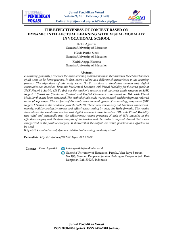 (PDF) The effectiveness of content based on dynamic intellectual ...