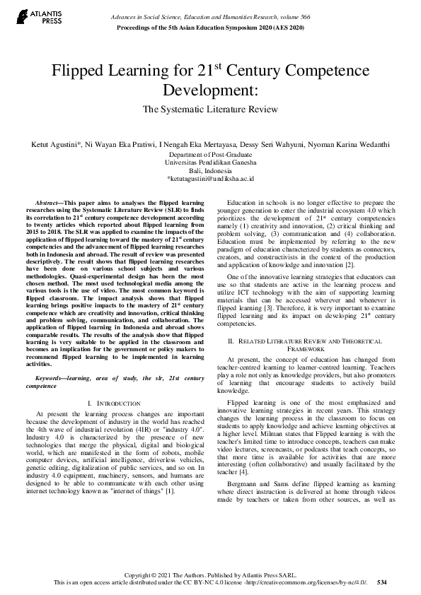 (PDF) Flipped Learning for 21st Century Competence Development