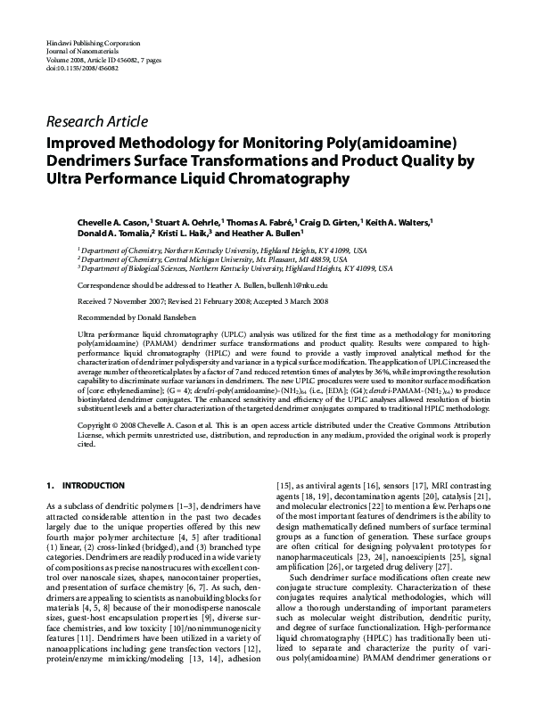 Pdf Improved Methodology For Monitoring Polyamidoamine Dendrimers Surface Transformations