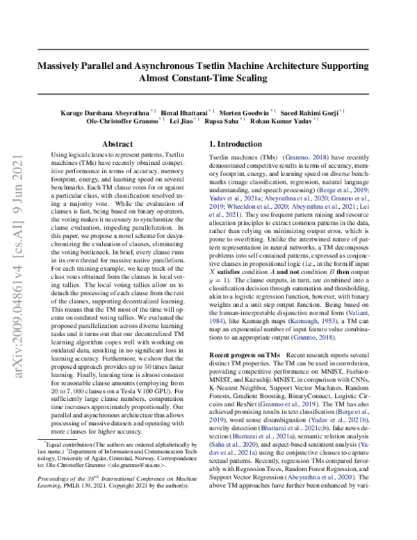 (PDF) Massively Parallel and Asynchronous Tsetlin Machine Architecture ...