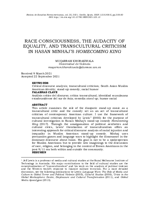 (PDF) Race Consciousness, the Audacity of Equality, and Transcultural ...