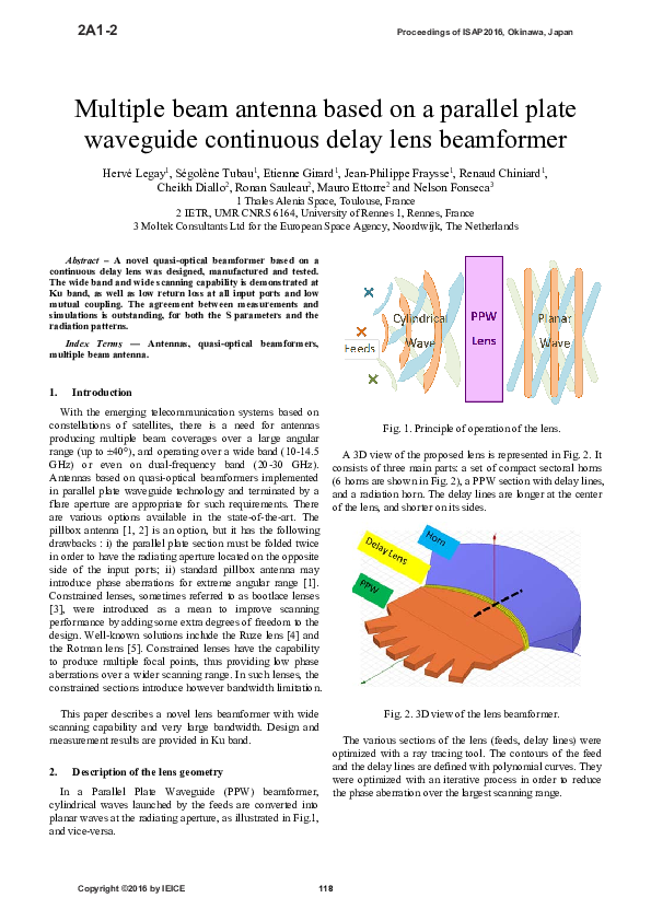 (PDF) Multiple beam antenna based on a parallel platewaveguide continuous delay lens beamformer