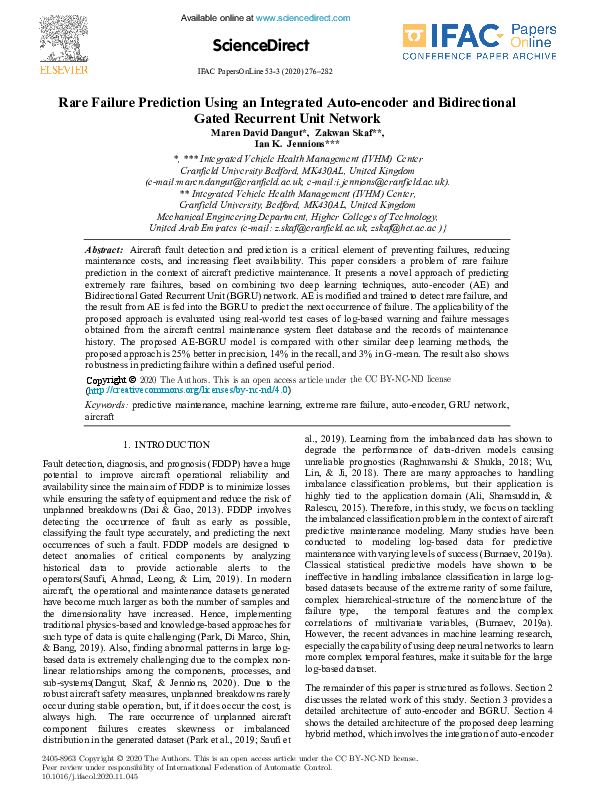 (PDF) Rare Failure Prediction Using an Integrated Auto-encoder and ...